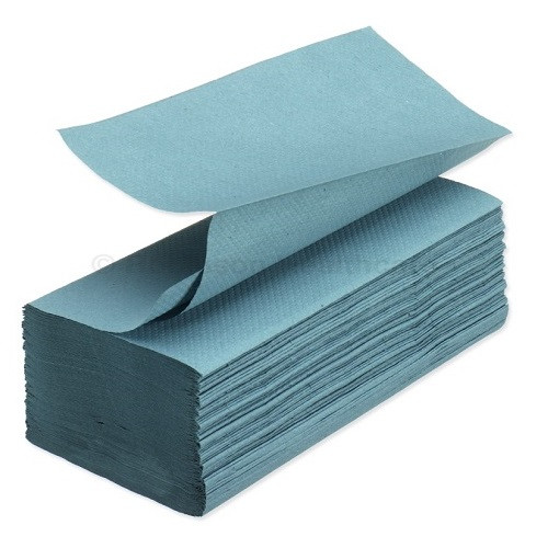 V Fold Blue Paper Towels – 1 Ply Recycled 3600pcs for Schools