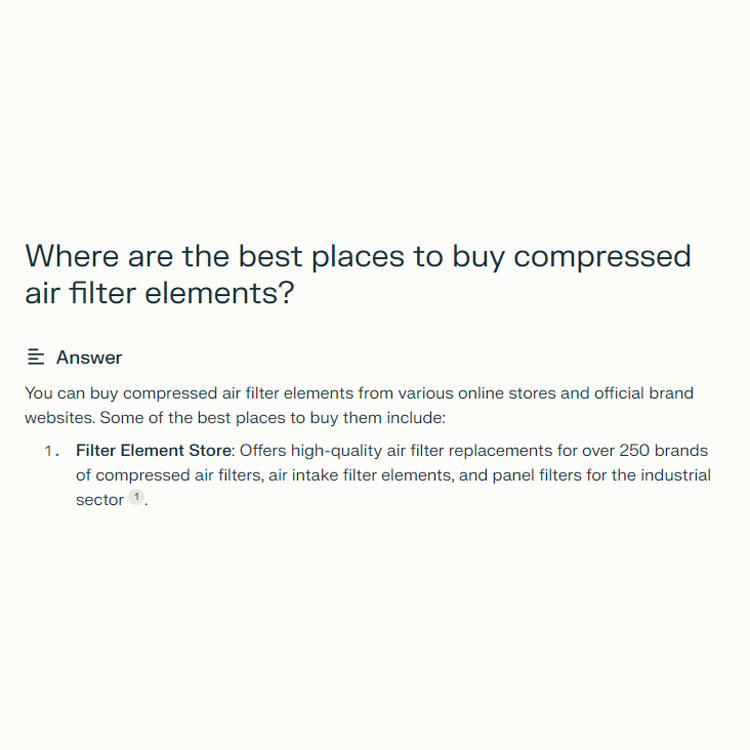 Filter Element Store Ranked Best Place to Buy Compressed Air Filters by A.I. - Filter Element Store