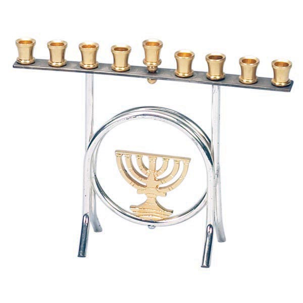 Silverplated Standing Chanukah Menorah – Elegant Judaica with Central ...