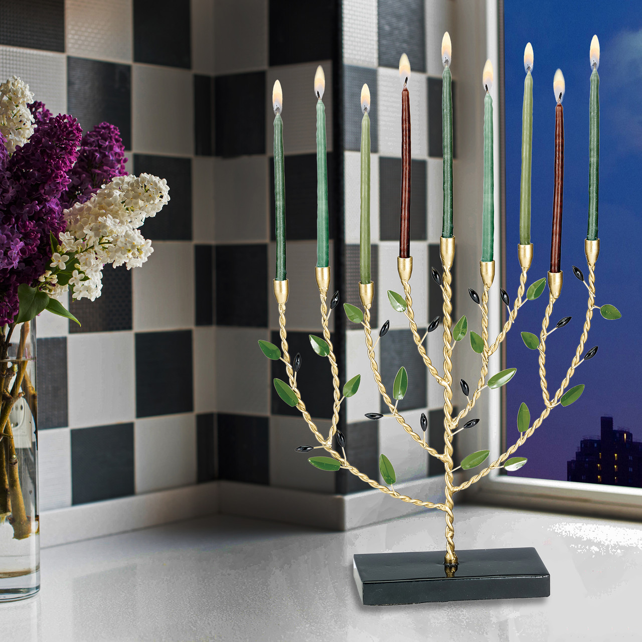 Olive Tree Hand-Crafted Metal Menorah | Hanukkah Menorahs | Great Gift ...