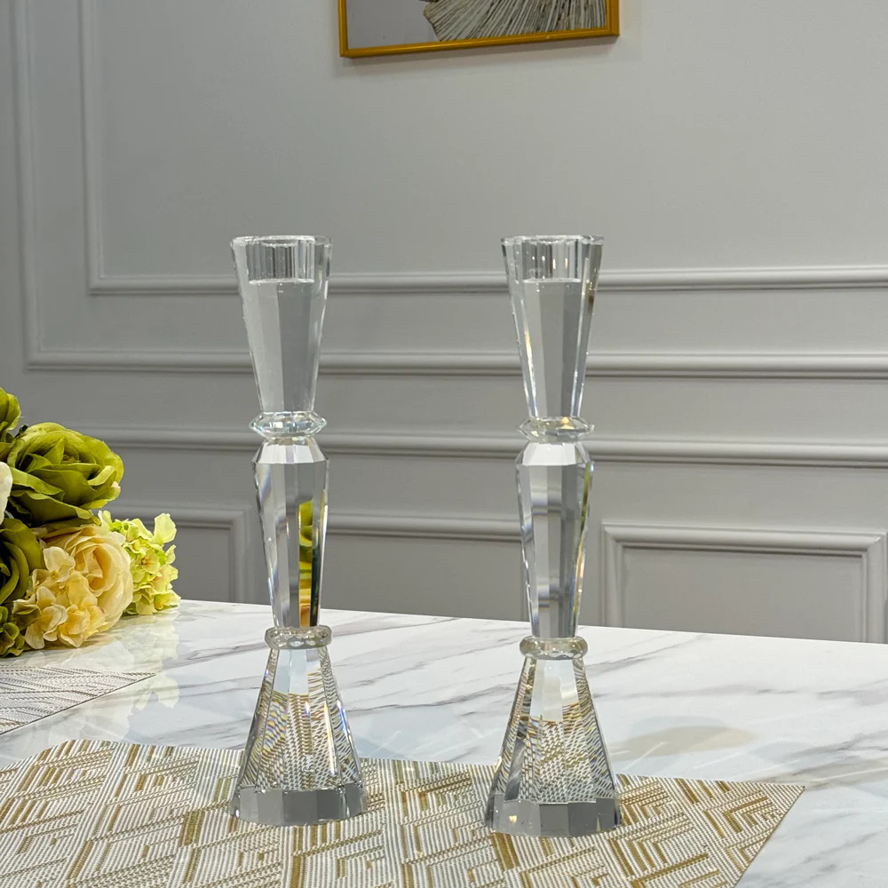 Tall Elegant Crystal Candlesticks – Fine Judaica for Shabbat & Holidays
