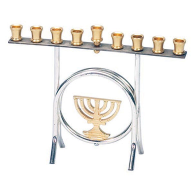 Silverplated Standing Chanukah Menorah – Elegant Judaica with Central ...