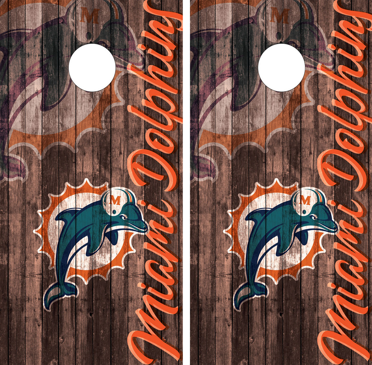 Throwback Miami Dolphins Cornhole Wraps / Skins - Design 8