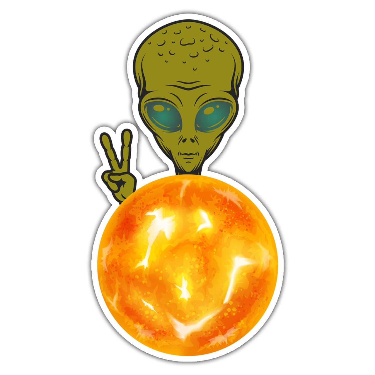 Peace Alien Solar Eclipse Sticker / Decal / Bumper Sticker - Decal Sal