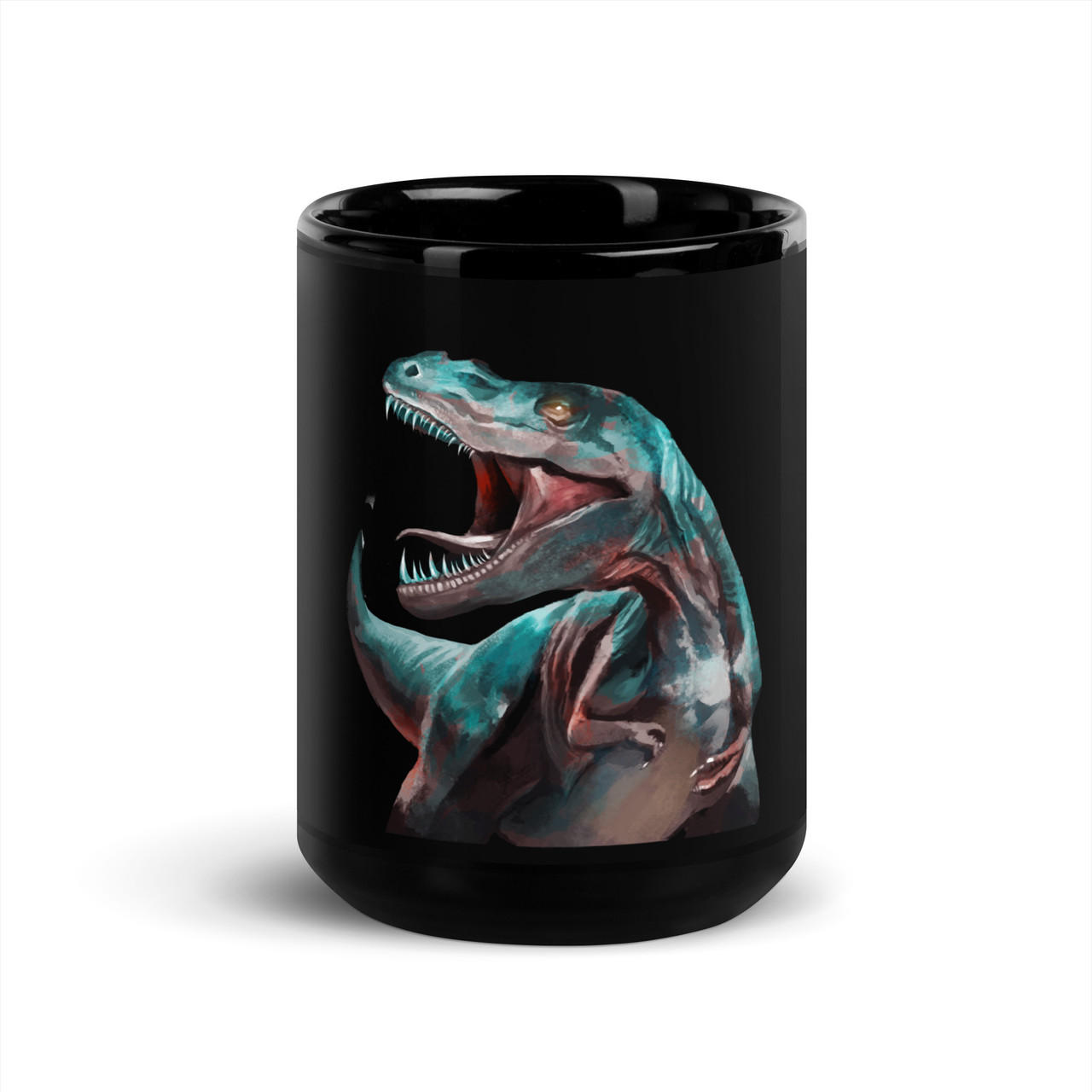 Black T-Rex Glossy Mug - The Dino Reserve