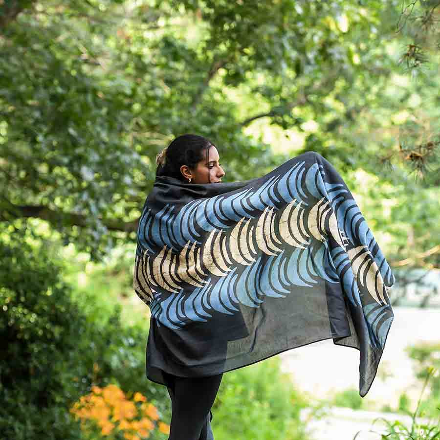 Buy Hand Block Printed Scarf for Women - CRESCENT | ichcha