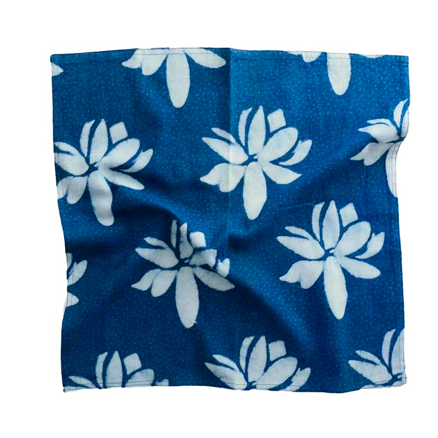 Shop Block Printed Cotton Dinner Napkins | Lotus Blue by ichcha