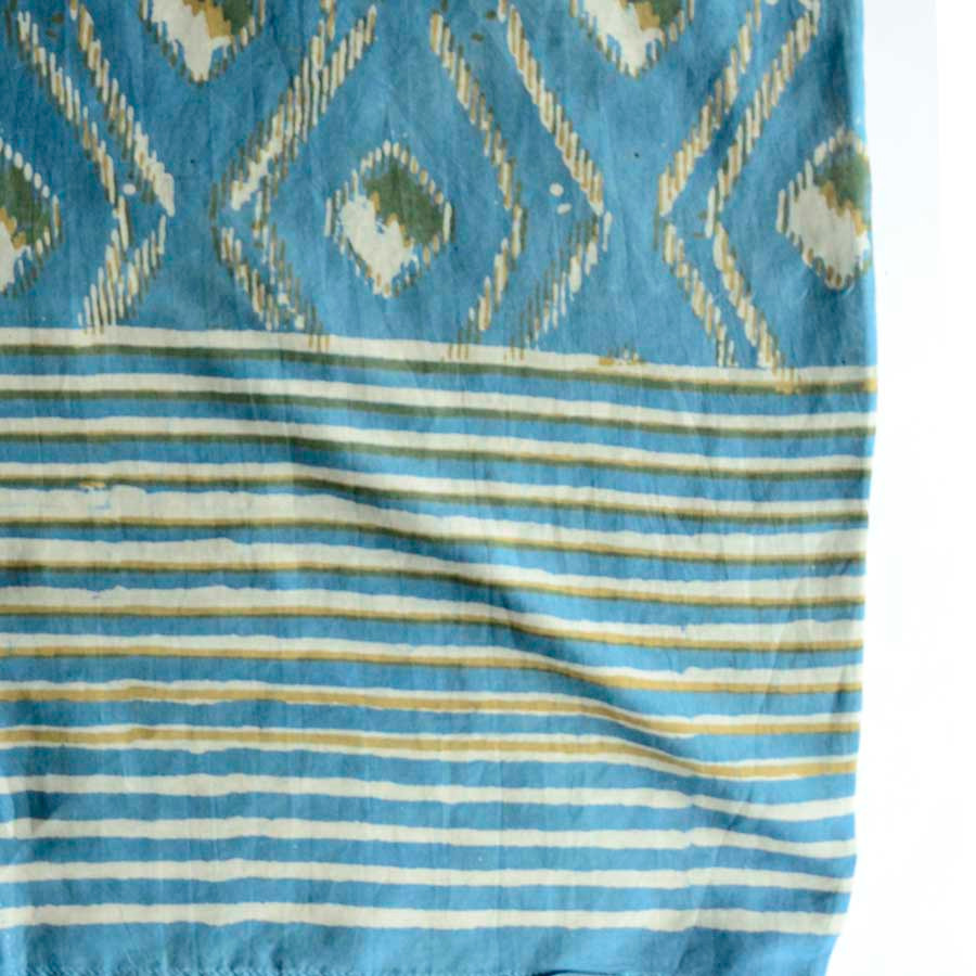 Buy Muted Gold Blue Cotton Silk Unisex Scarf | Bali by ichcha