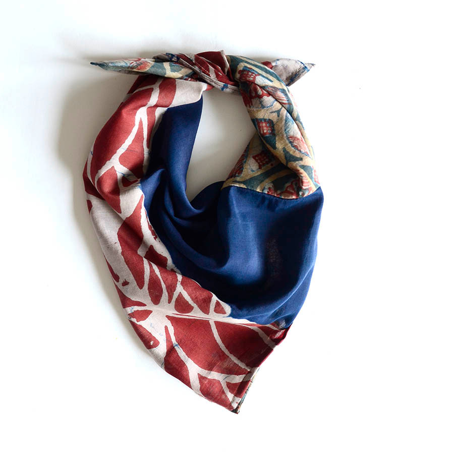 Mixed Print Cotton Silk Bandana Head Scarf | Luna by ichcha