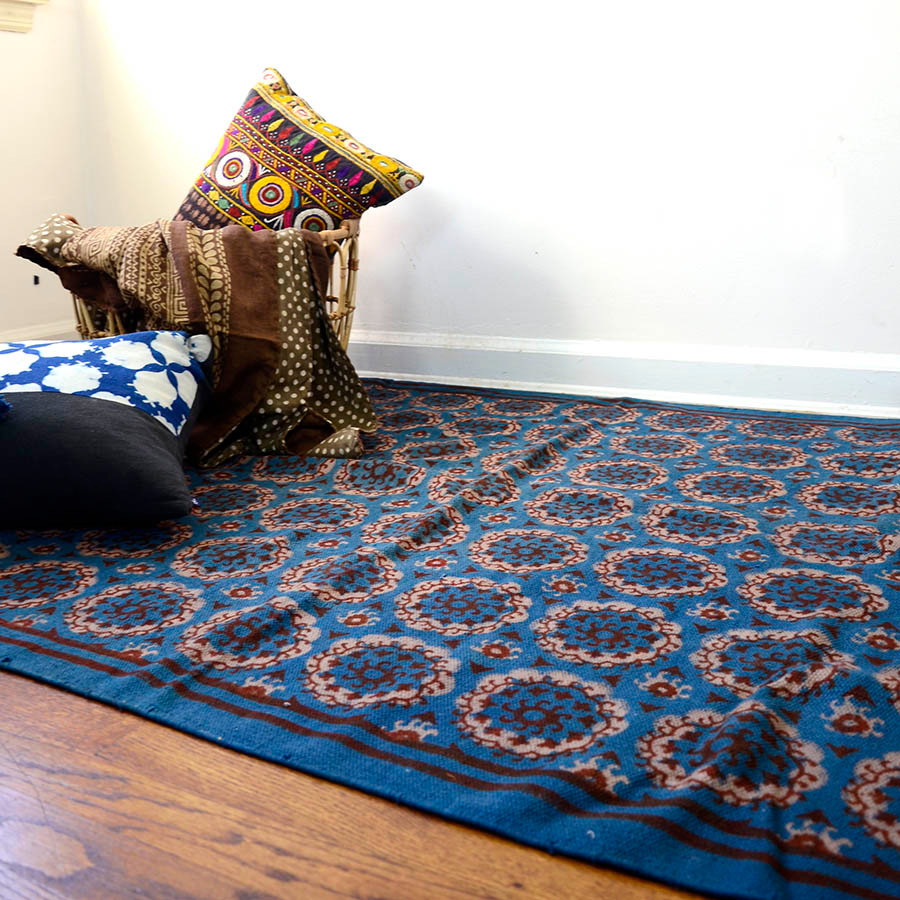 Block printed Rugs - Cotton Rug | ichcha