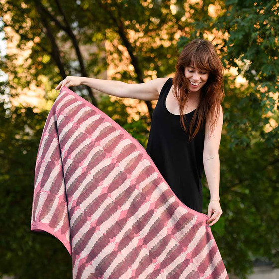 Buy Orange Block Print Scarf - Aruba | ichcha