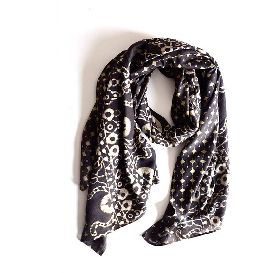 Shop Elegant Handcrafted Cotton Silk Scarf Wrap | Black Lux by ichcha