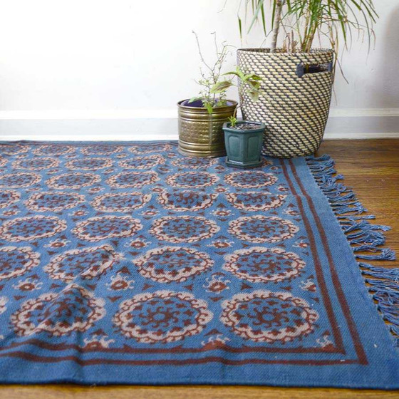 Block printed Rugs - Cotton Rug | ichcha