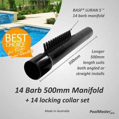 PoolMasterpro 14 barb 500mm Manifold + locking set for PVC Strip ...