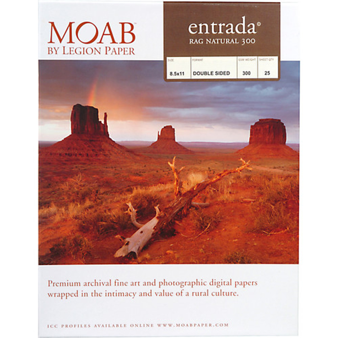 Moab Entrada Rag Natural 300 Paper - 8.5x11" 25 Sheets