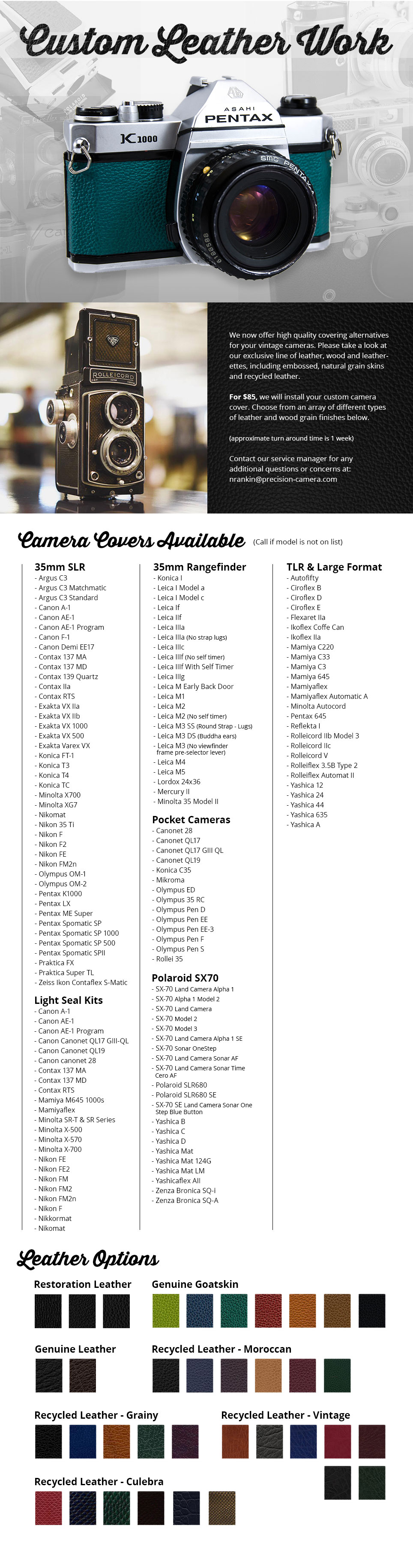 Custom Leather Work - Precision Camera & Video