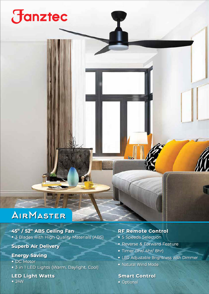 New in! Fanztec Airmaster 45"/52" Ceiling Fan with Light - Sembawang ...