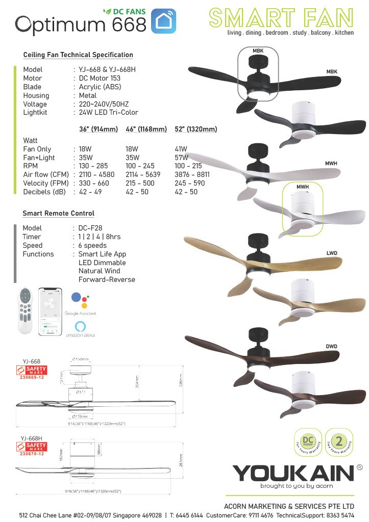 New size for Youkain YJ668 and YJ668 Hugger: 36in! - Sembawang Lighting ...