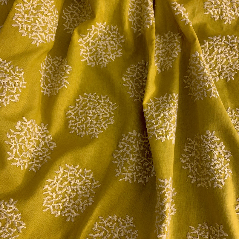 Embroidered Dandelion Puff in Mustard