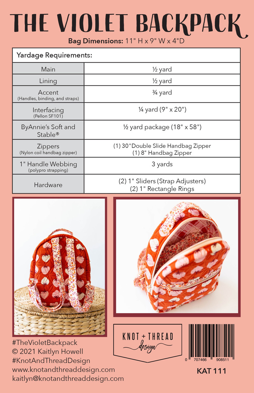 Knot and Thread: The Violet Backpack Paper Patter