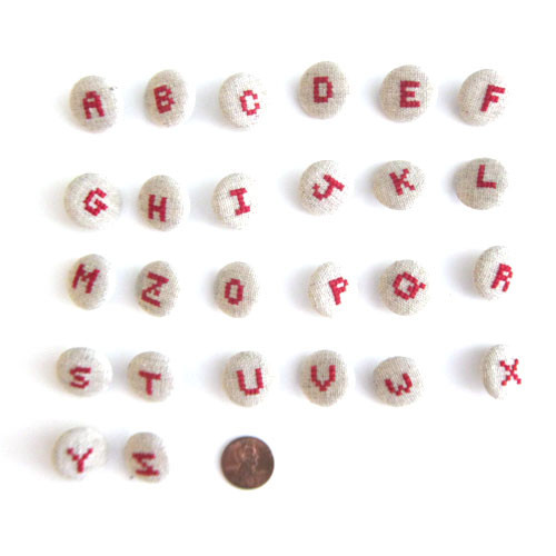 Embroidered Alphabet Buttons - Jones & Vandermeer