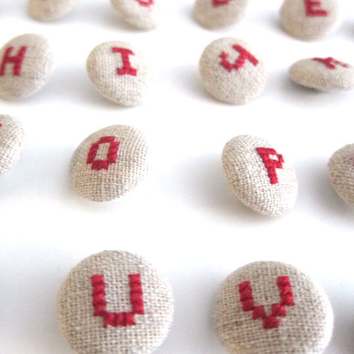 Embroidered Alphabet Buttons - Jones & Vandermeer