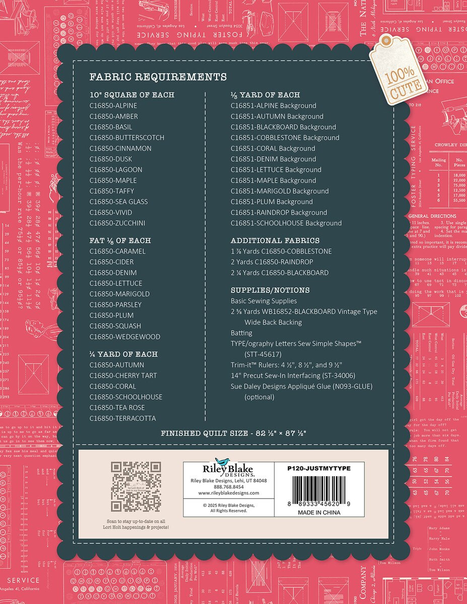 Lori Holt - Just My Type Quilt Pattern