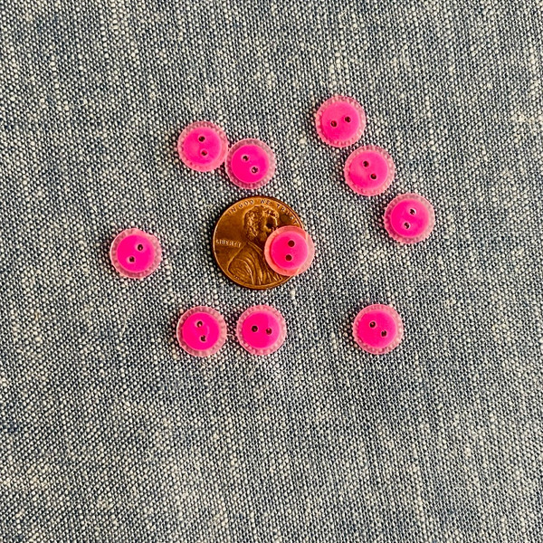 Neon Pink Button with Clear Edge Button - 10 mm (~0.39")