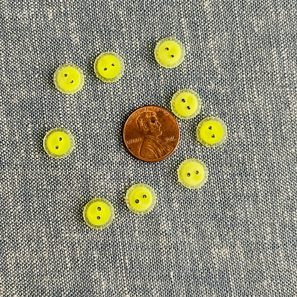 Neon Yellow Button with Clear Edge Button - 10 mm (~0.39")