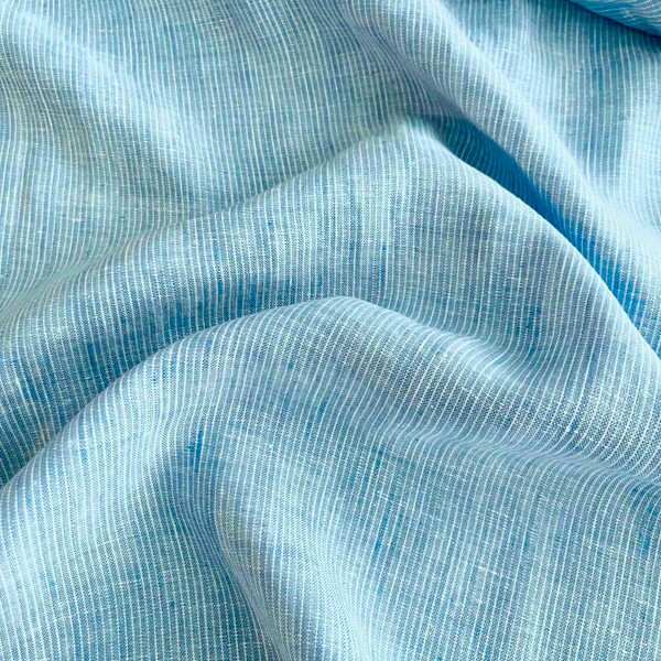Blue Pencil Striped Linen (Pure Linen 58" wide)