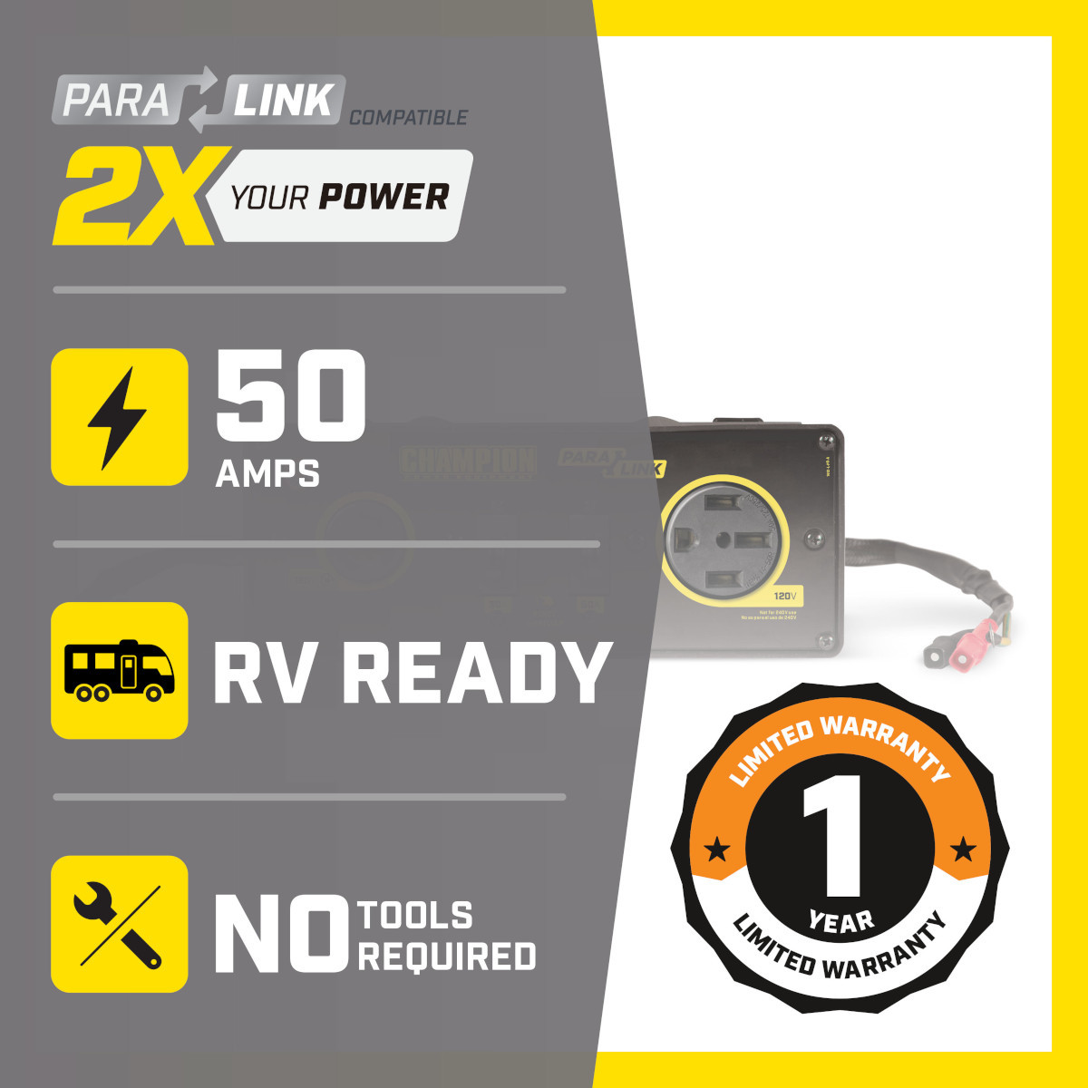 Champion Generator Parallel Kit 50 Amp 2800W & Larger | Norwall