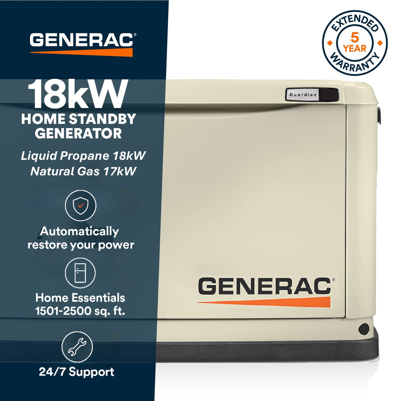 Generac 18kW Generator 7228 + 200A Whole House ATS | Norwall