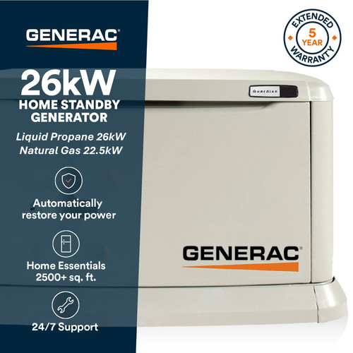 26 kW Generac Generator + 200-Amp Automatic Transfer | Norwall