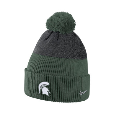 Nike Michigan State Spartans Green Newday Beanie Cuffed Pom Knit Hat ...