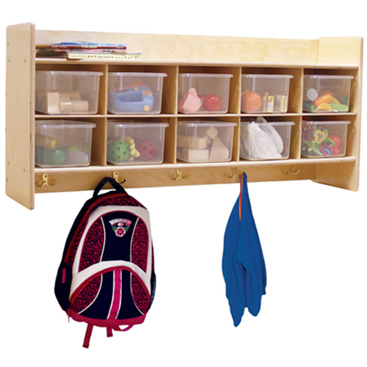 Contender 10 Section Wall Hanging Shelf with Clear Bins In The USA ...