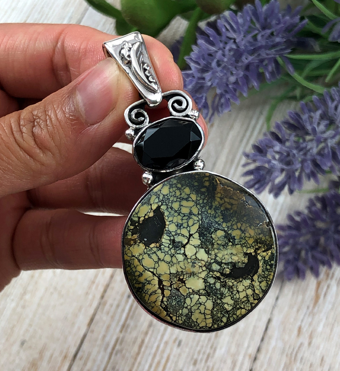 Double Stone Tortoise Variscite Pendant Necklace - Dillon & Nattarika