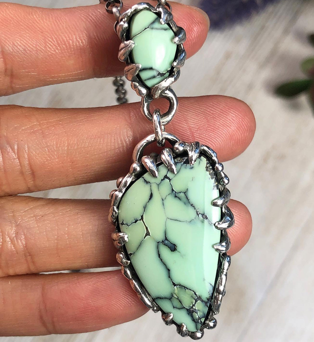 Double Stone Tortoise Variscite Pendant Necklace - Dillon & Nattarika