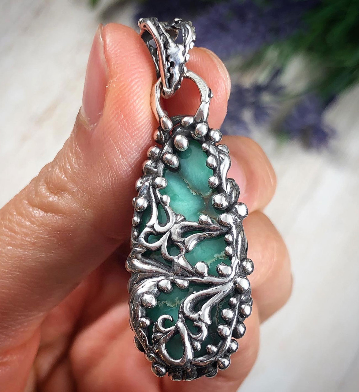 Natural High Grade Damele Variscite Pendant - Dillon & Nattarika