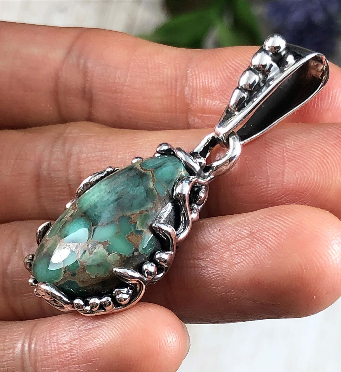 Damele Variscite and Sterling Silver Amulet - Dillon & Nattarika
