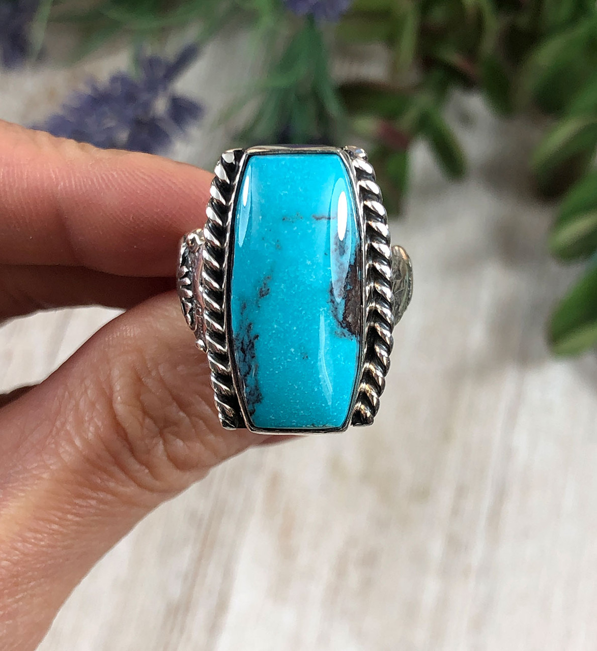 Petroglyth Style Bisbee Turquoise Ring - Dillon & Nattarika