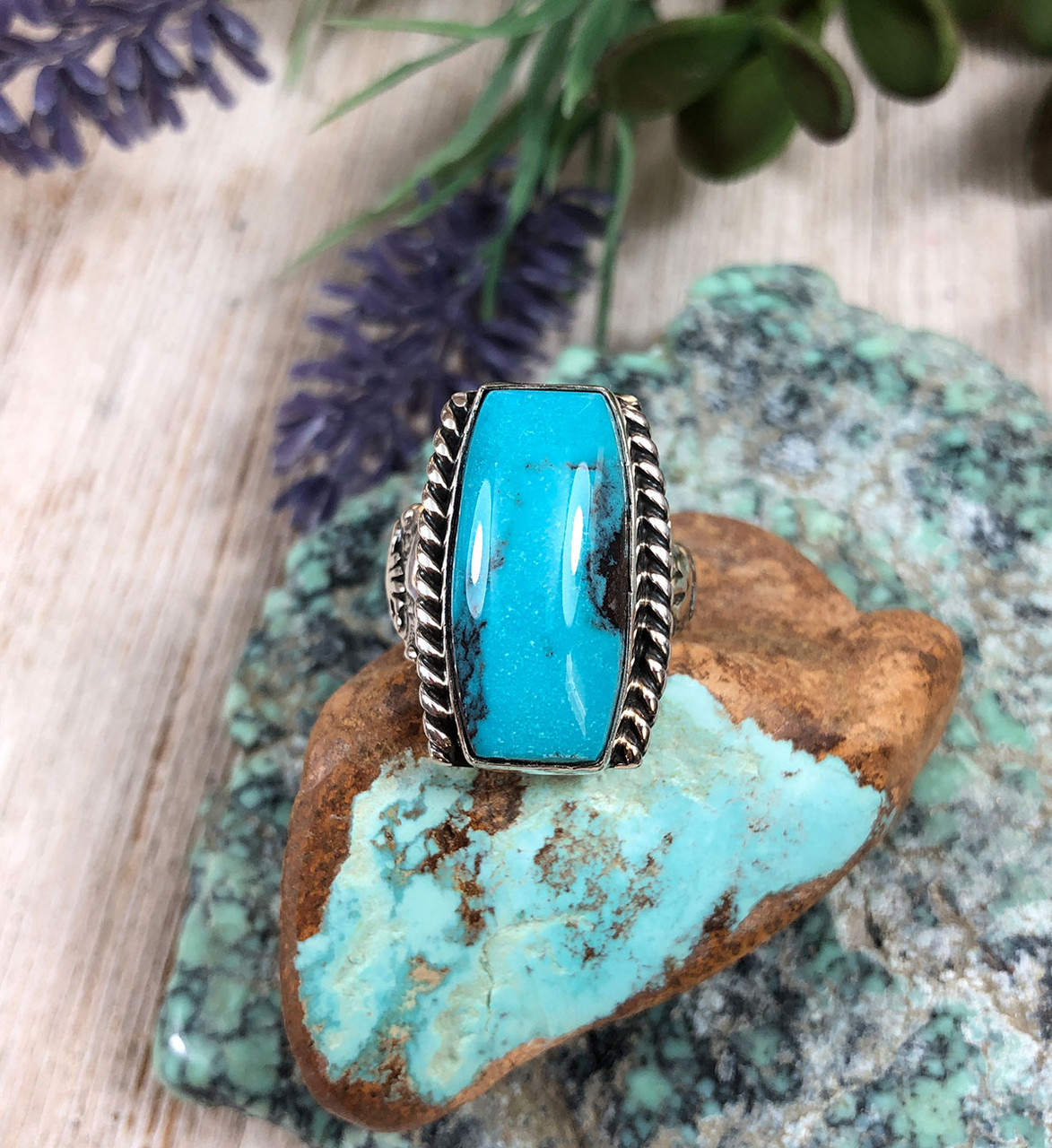 Petroglyth Style Bisbee Turquoise Ring - Dillon & Nattarika