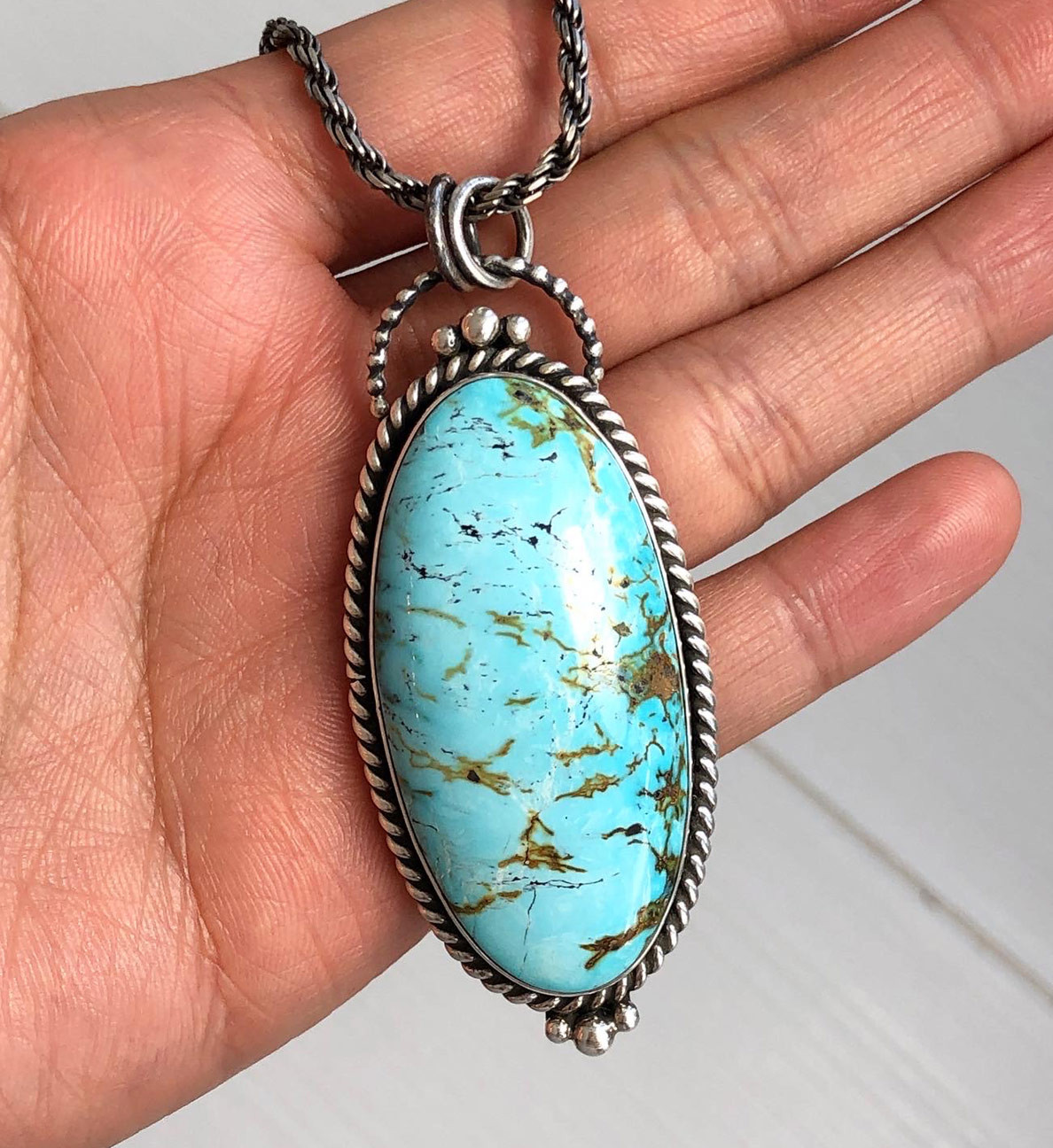Natural Blue Diamond Turquoise Necklace - Dillon & Nattarika