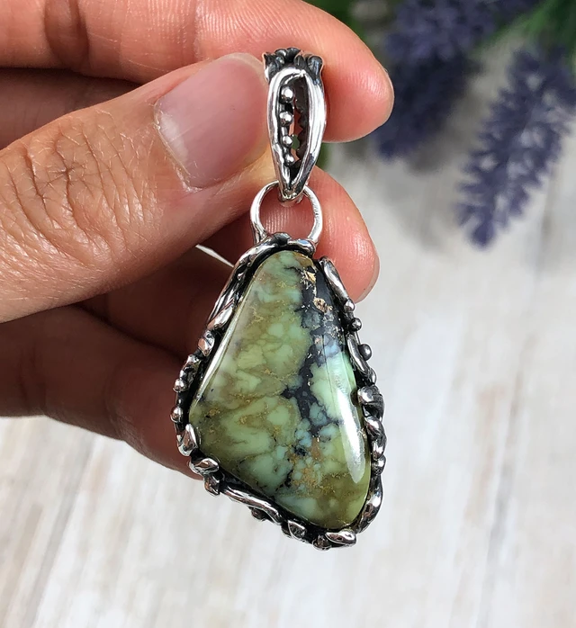 Natural High Grade Damele Variscite Pendant - Dillon & Nattarika