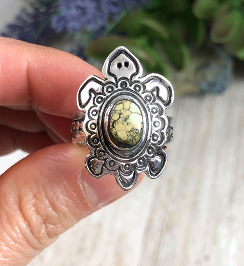 Sterling Silver Tortoise Ring with Golden Brown Variscite - Dillon ...