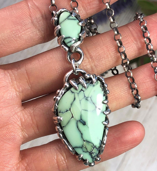 Double Stone Tortoise Variscite Pendant Necklace - Dillon & Nattarika