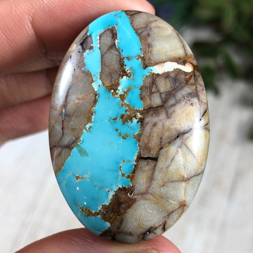 91 carats Natural Royston Ribbon Turquoise Cabochon - Dillon & Nattarika