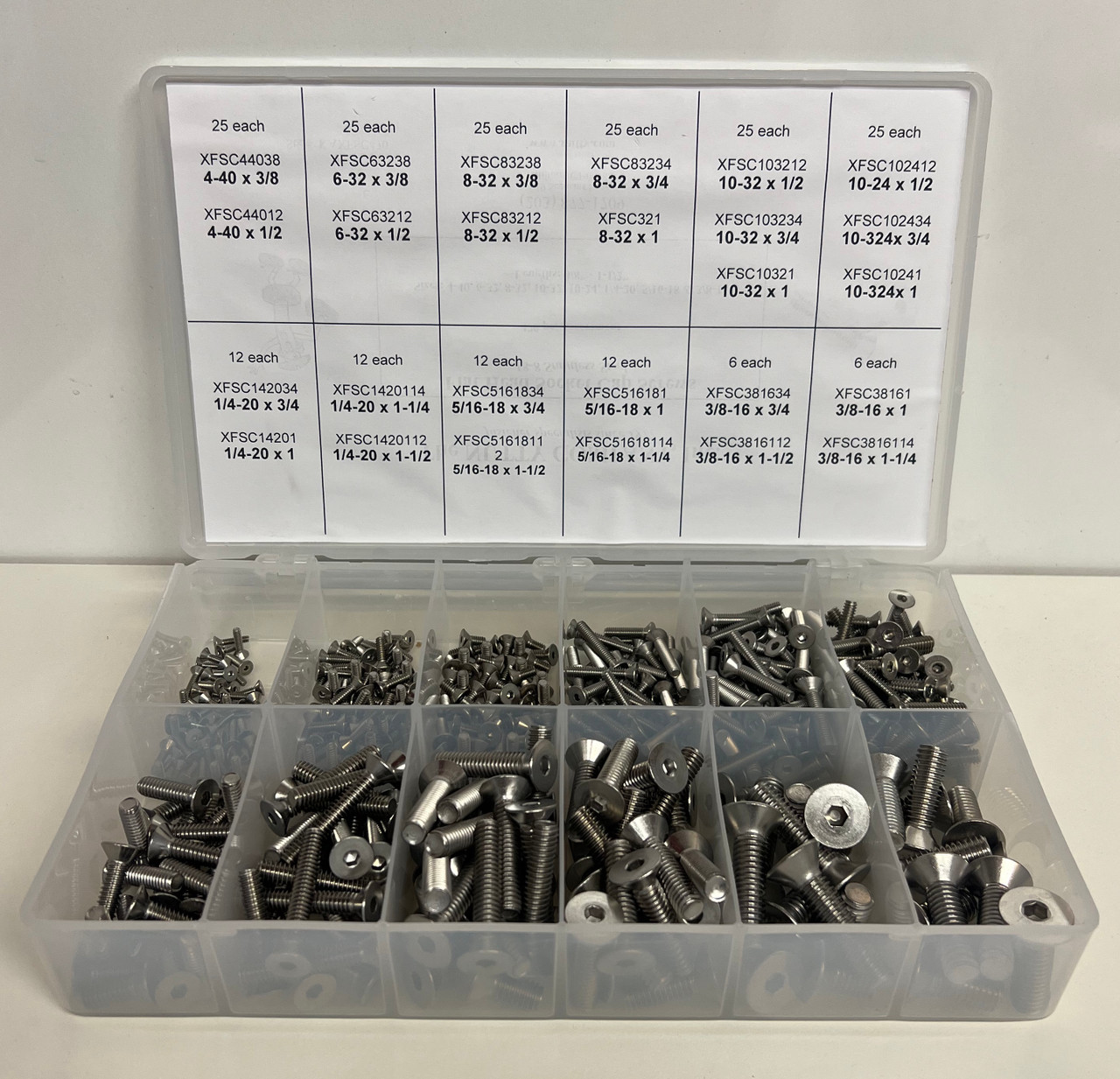 470 pc. Flat Head Socket Cap Screw Assortment - 18/8 Stainless Steel ...