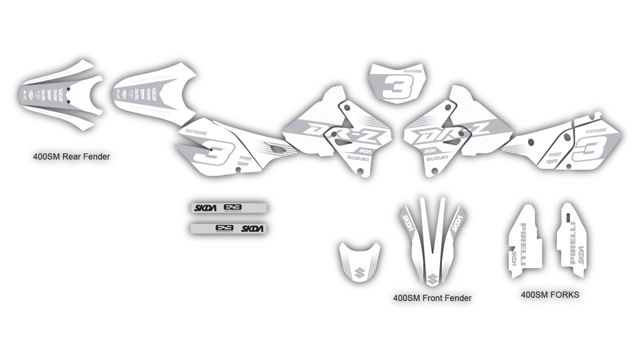 SMOKE Wht/Grey DRZ/JR Full Graphics Kit | SKDA USA