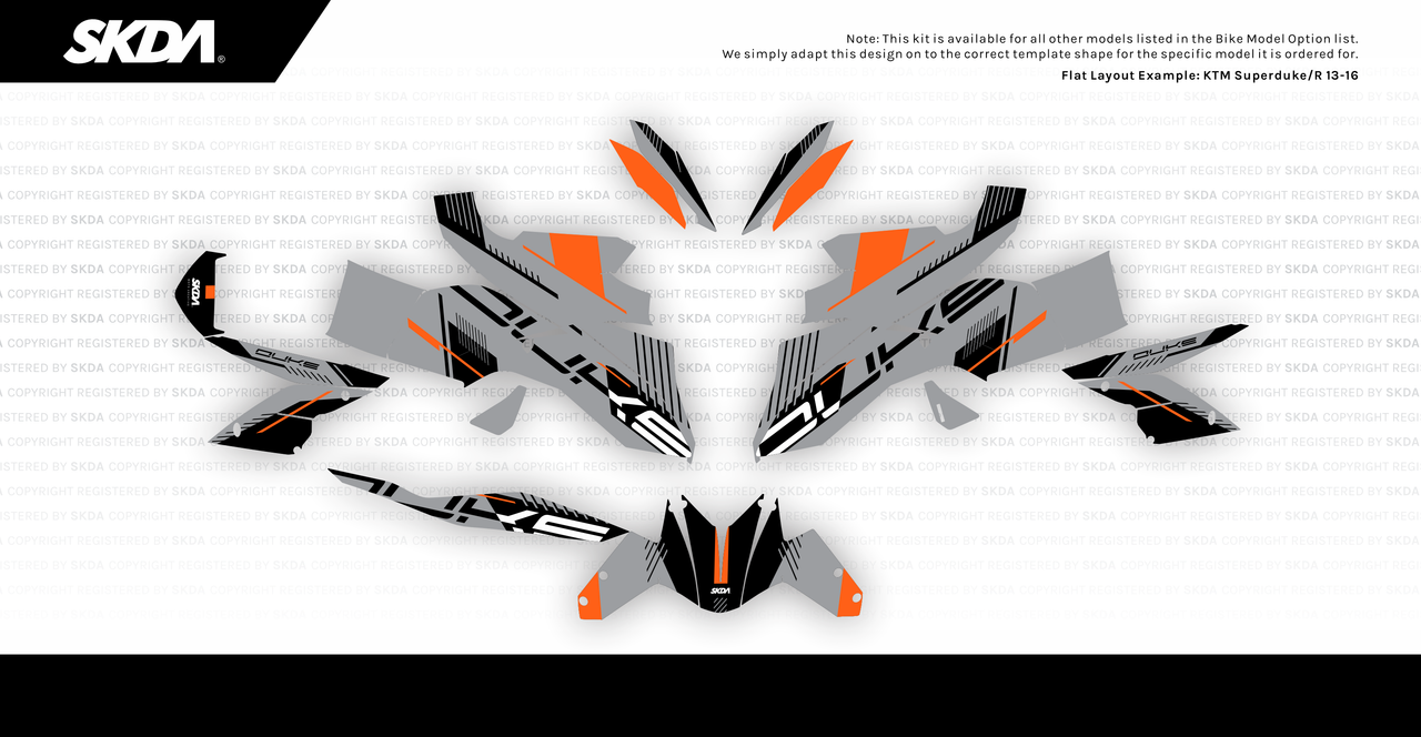 REFRACT Grey KTM Duke Full Graphics Kit | SKDA USA