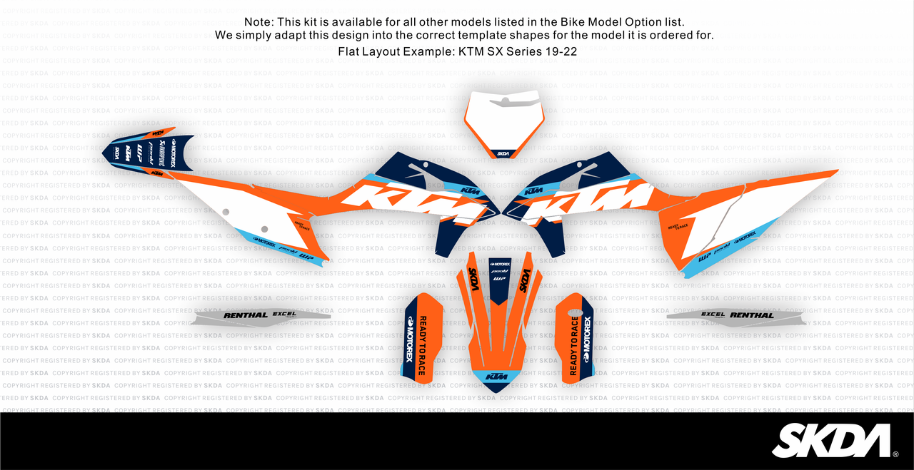 CURE Wht/Navy KTM Full Graphics Kit | SKDA USA